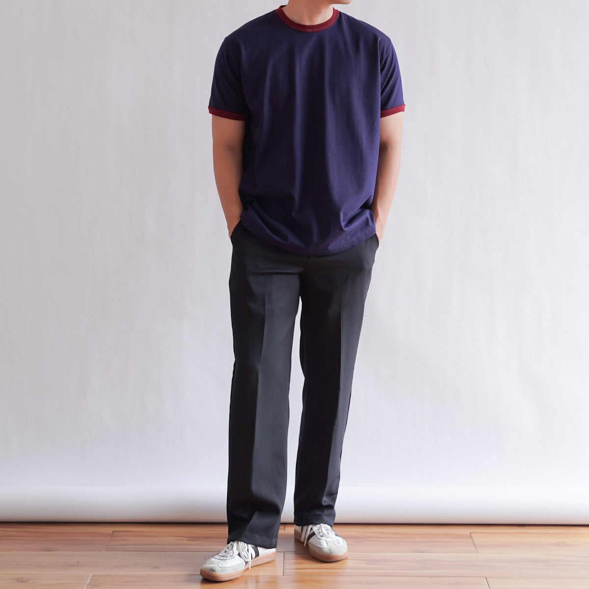 CLASSIC RINGER TEE IN NAVY/WINE – PO:YO