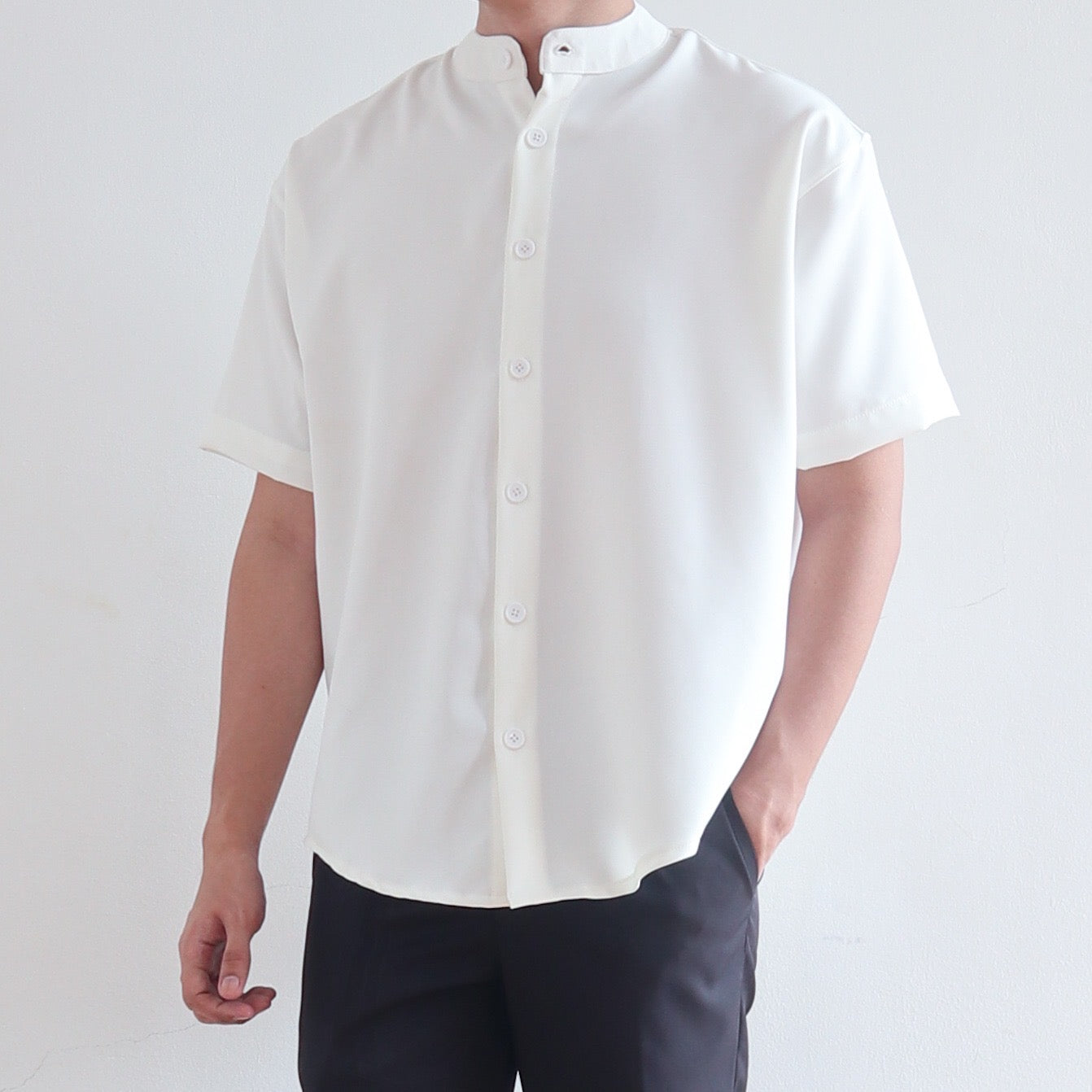 CLASSIC MANDARIN COLLAR IN IVORY WHITE – PO:YO