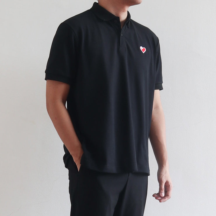 CLASSIC FINGER HEART POLO SHIRT IN BLACK – PO:YO