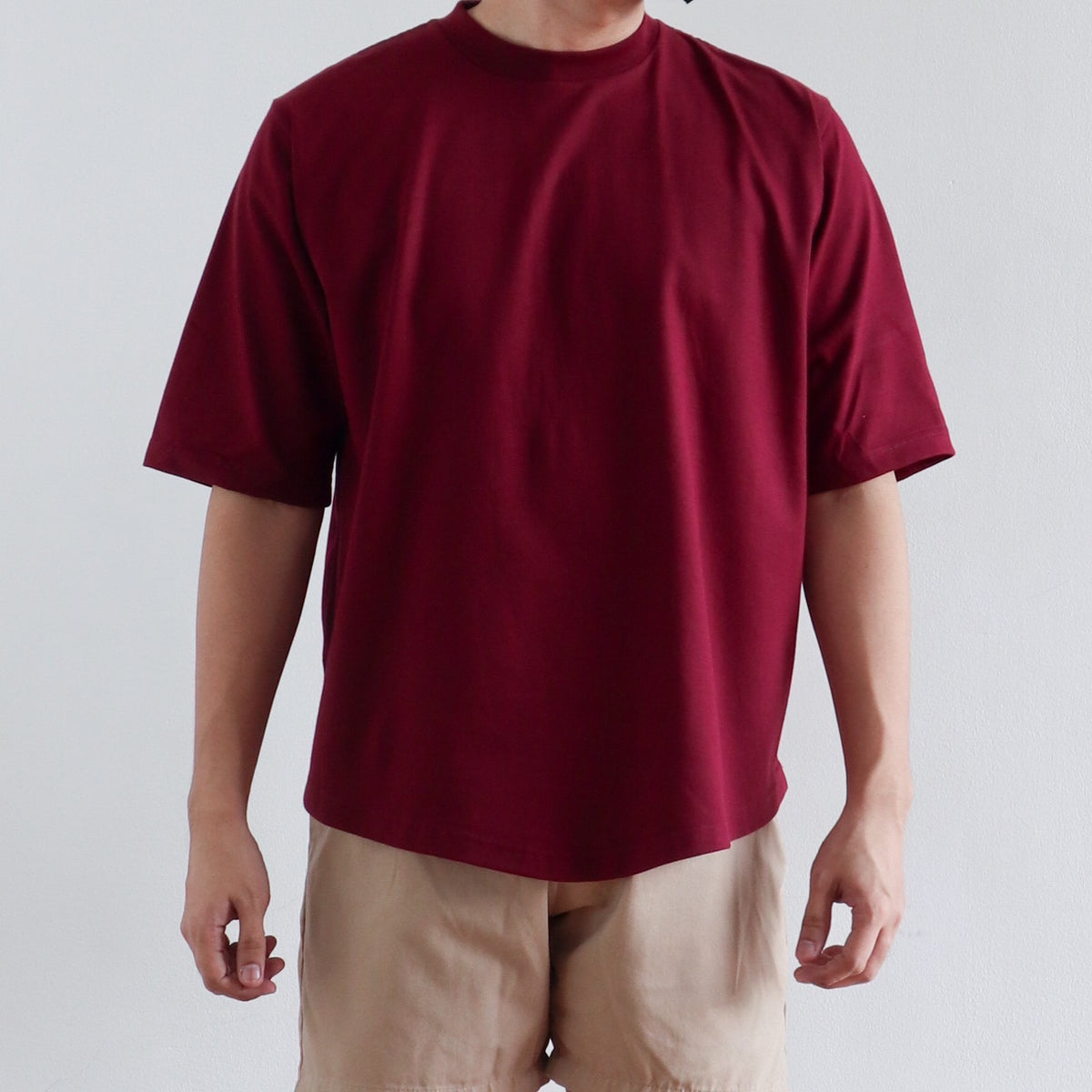 BOXY CURVE HEM TEE IN WINE – PO:YO